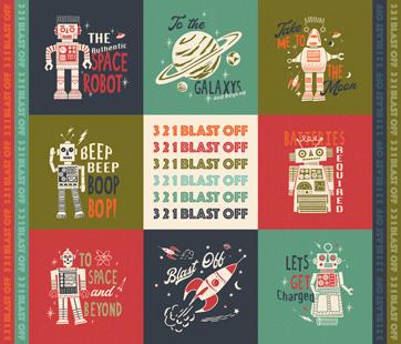 321 Blast Off - Panel - Multi – Two Chicks Quilting