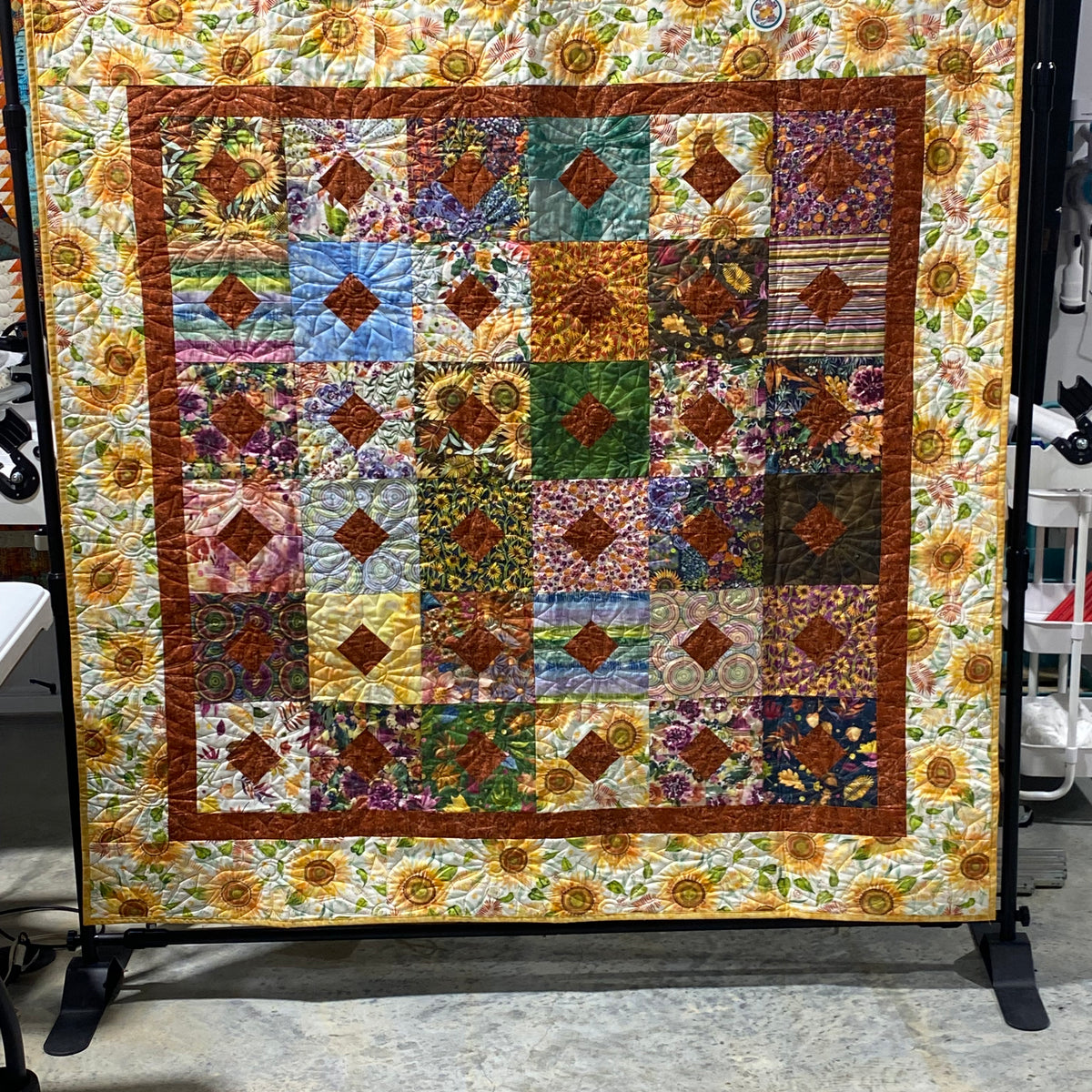 Floribunda Squares Finished Quilt – Two Chicks Quilting
